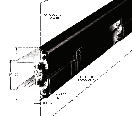 Happich Hinge Rubber Section Black EPDM. 100m Roll - Motor Body ...